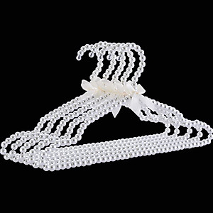 QTMY 20 Pack White Pearl Bow Clothes Hanger for Bride Wedding Dress,Shirt Bra Clothing Hangers (20 Pack)