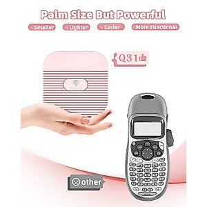 Phomemo Label Makers with Tape- Q31 Mini Label Maker Bluetooth Labeler Machine with 6 Tapes, Compatible with iOS & Android, Great for Home, Office, Organization, USB Rechargeable Labeler, Pink