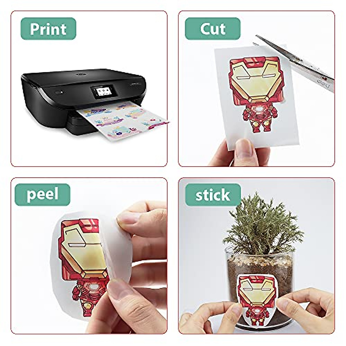 Printable Vinyl for Inkjet printer, 20 Sheets Premium Glossy White Waterproof Printable Vinyl Paper,8.3"x 11.7"