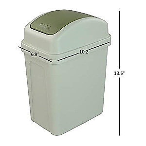 Asking 1.8 Gallon Small Trash Can with Swing-top Lid, Plastic Garbage Bin, Green