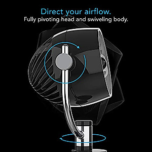Vornado Pivot3C Compact Air Circulator Clip On Fan with Multi-Surface Mount, Black