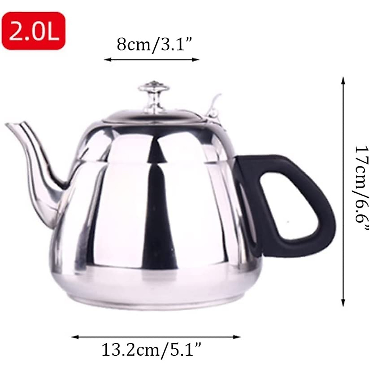 Practical Teakettle Tea Kettles 304 Stainless Steel Teapot Induction Cooker Kettle Ergonomic Handle Teakettle for Coffee, Milk and More Portable