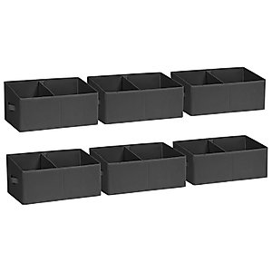DIMJ Closet Storage Bins, 6 Pack Storage Baskets for Shelves, Foldable Closet Organizer with Handle, Linen Closet Organizers and Storage for Clothes, Toys, Towel, Books (Black)
