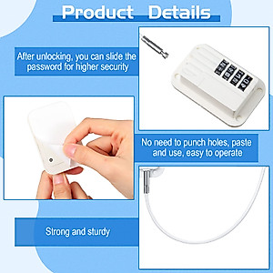Zhengmy 4 Packs Refrigerator Lock Cabinet Locks Closet Door Fridge Password for Kids Combination Child Safety Coded Adhesive Digit Windows Closets Drawers Freezer, White