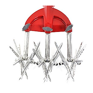 Garden Weasel Cultivator – Break Up Soil, Detachable Tines, Long Handle, 54.5” Long, red and silver