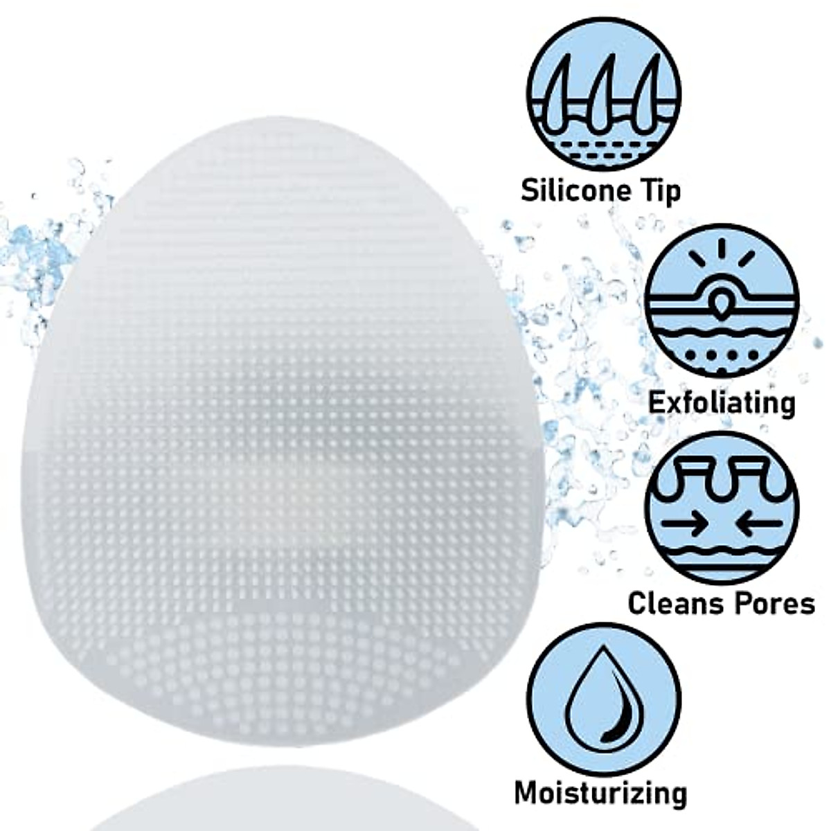 FeTuq Set of 3 Silicone Bath Brushes - Pack Includes Silicone Body Scrubber, Facial Cleansing Brush, Silicone Back Scrubber for Shower with Long Handle - Body Buffer Silicone Scrubber for Dull Skin