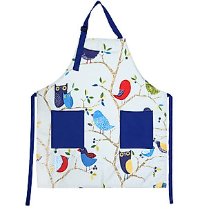 Love Potato Cute Cartoon Pattern Adjustable Kitchen Cooking Apron with 2 Pockets for Women and Men, Bird