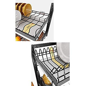 FEHUN Sinks,Kitchen Wall-Mounted 3-Layer 201 Stainless Steel Drain Rack,Storage Rack