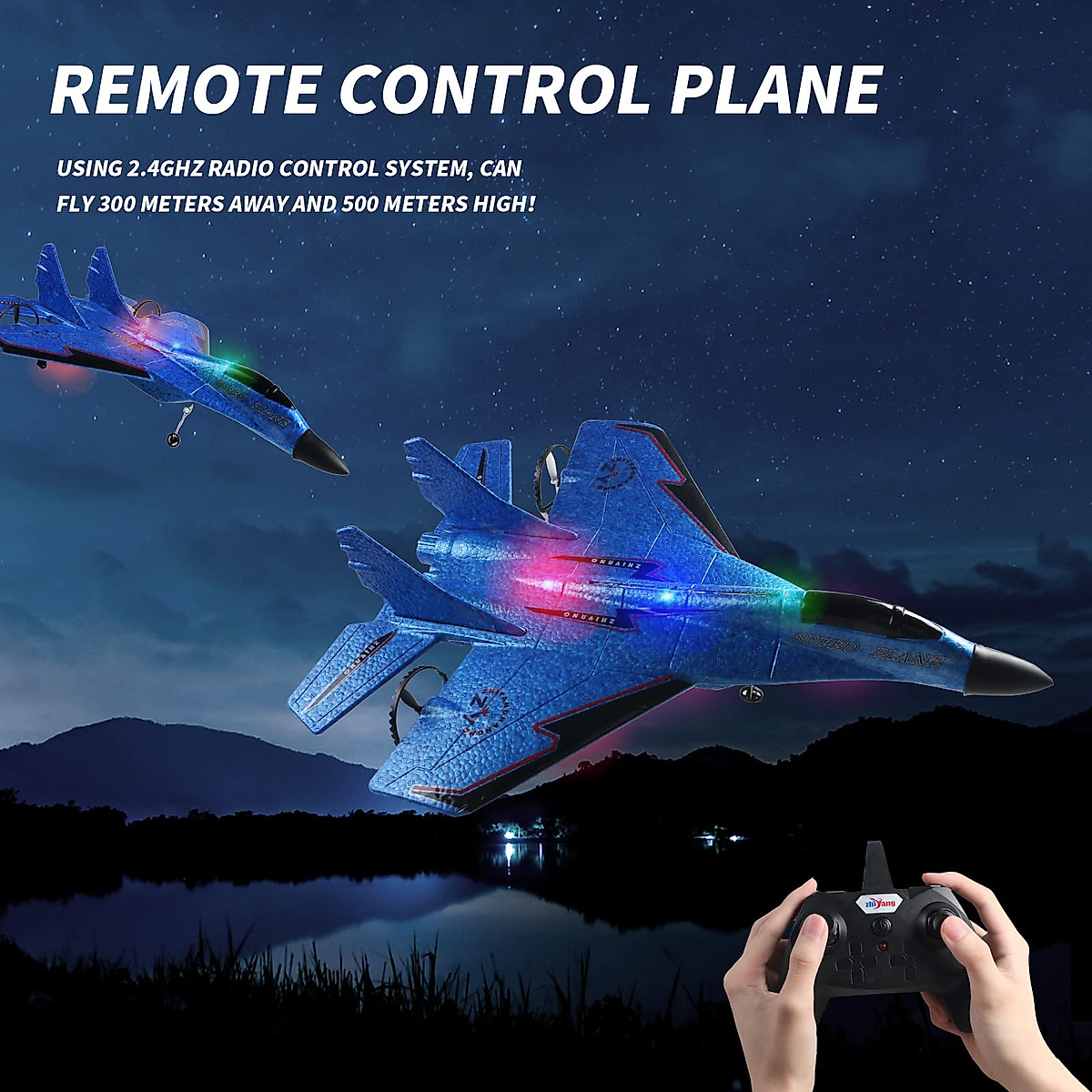 LUCKJOY RC Plane, RC Airplanes, 2.4GHz 2CH Remote Control Airplanes with Automatic Balance System, ZY-530PRO RC Glider for Beginner Adult Kids, Easy to Fly EPP Foam RC Aircraft Fighter with LED Light