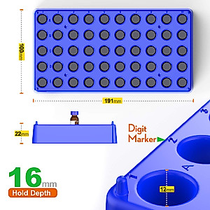 2Pcs Vial Rack,Blue Polypropylene(PP) Vial Holder 2mL with 50 Holds Diameter 12mm,Stackable Vial Racks,Centrifuge Tube Rack,Bottle Racks by Biomed Scientific