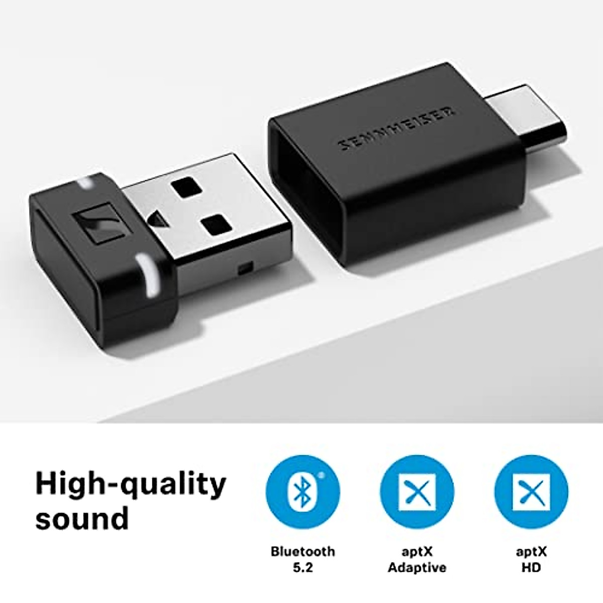 Sennheiser BTD 600 Bluetooth® Dongle - USB-A/USB-C Adapter with AptX Audio Codecs for Stable, Sound - Listen to Music, Make Calls, and Watch Videos