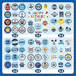 Joy Bang 296 Pcs Fathers Day Stickers for Kids, Best Dad Stickers Crafts, Feliz Dia de las Padres Stickers, Fathers Birthday Party Supplies Favors