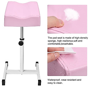 Pedicure Manicure Footrest, Adjustable Height with Soft Cushion Pedicure Stool Non-Slip, Pedicure Nail Equipment for Salon Spa Beauty,Pink