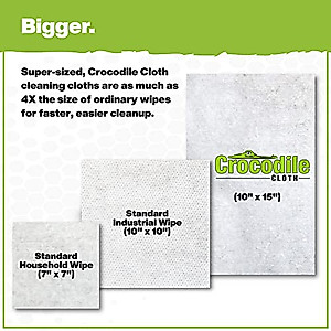Crocodile Cloth Auto Cleaning Wipes - Clean Up Grease, Oil, and Adhesives on Hands, Tools, Parts, and More - 100 Large Disposable Wet Wipes for your Car. Safe on Face, Hands & Skin.