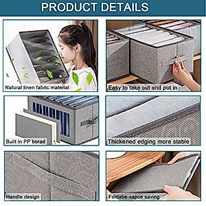 CSKB Wardrobe Clothes Organizer,5Pcs Drawer Organizers for Clothing, 6/7/9 Grids Stackable Dividers Closet Drawer Organizer with Built-in PP Board for Clothing Jeans,Pants, Sweaters,Hoodies