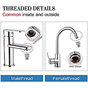 Dreyoo 2 Pcs Dishwasher Faucet Adapter, Dishwasher Snap Adapter Connection 15/16-27Male or 55/64-27Famale Chrome (No Filter)