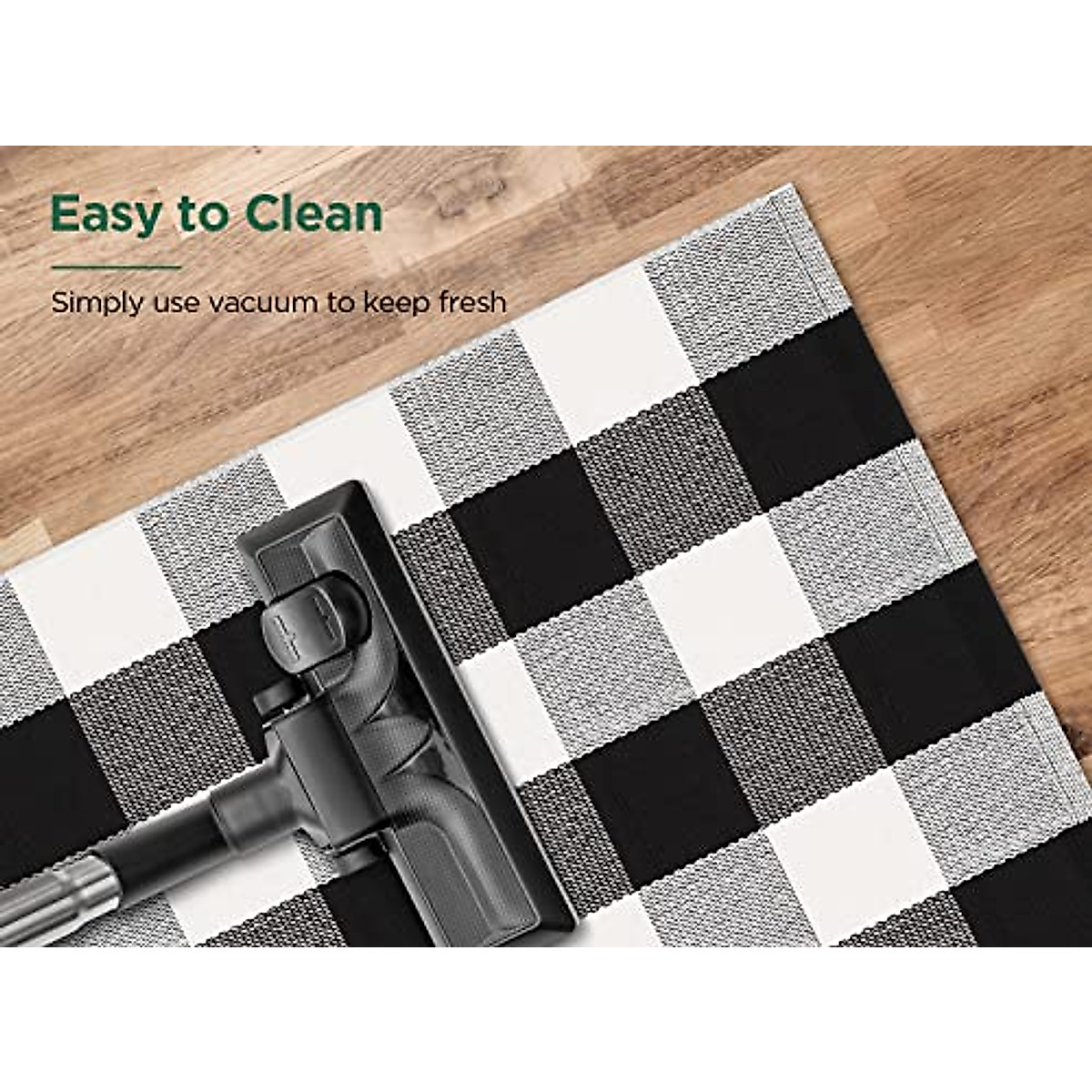 InnoGear Buffalo Plaid Outdoor Rug, 27.6 x 43.3 inches Machine Washable Area Rugs Door Mat Buffalo Check Rug for Living Room Outside Entry Plaid Rug Clearance Cotton Polyester Rug, Black and White