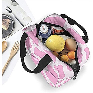 Lunch Bag Pink Cow Print Lunch Box Insulated Bag Tote Bag For Men/Women Work Travel