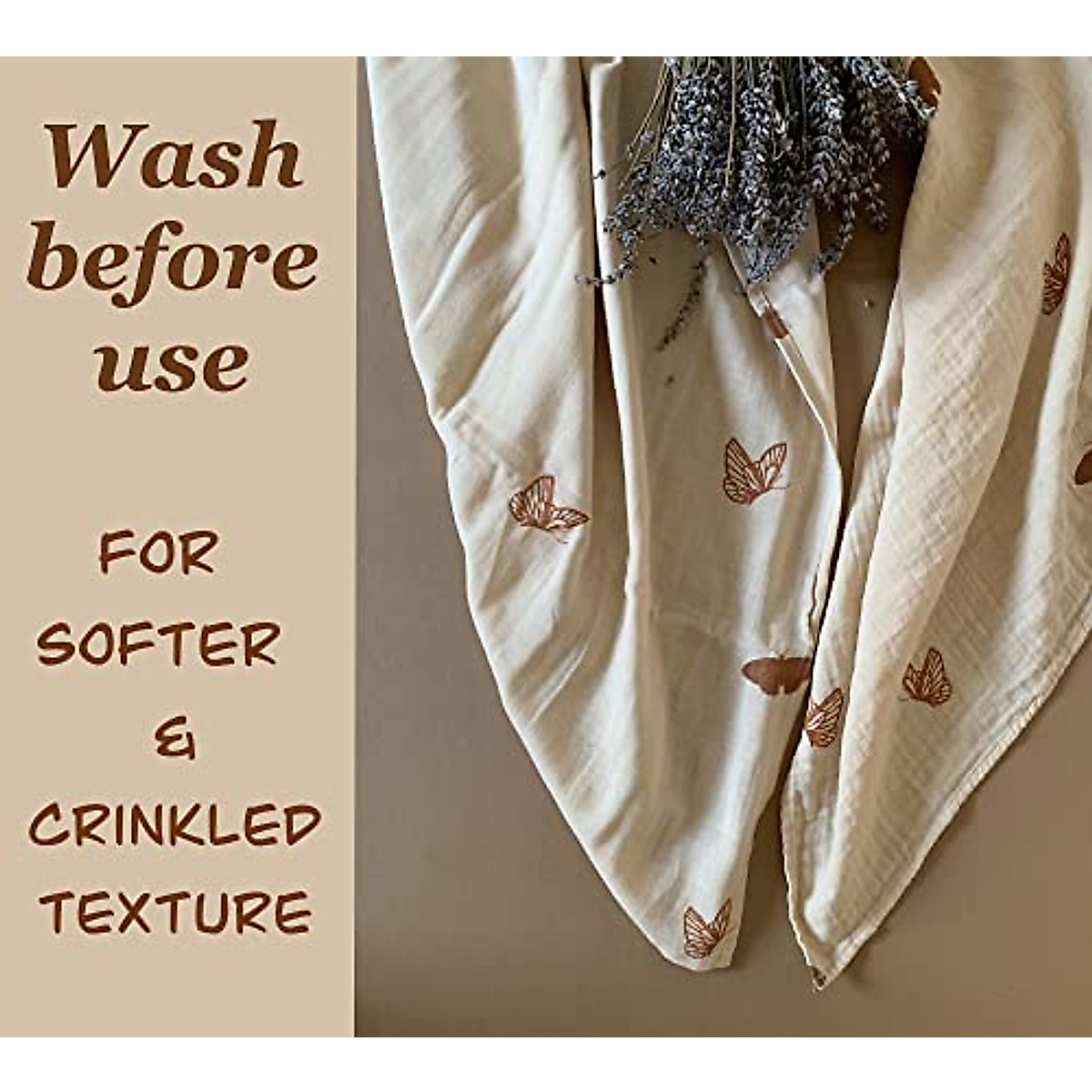 LEYL&ARI Muslin Baby Swaddle Blanket | 100% Organic Receiving Wrap (Boho Butterflies)