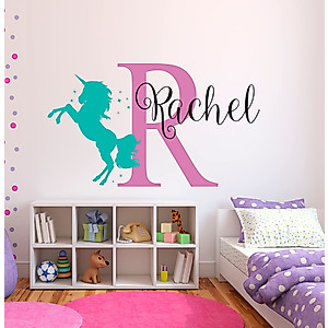Custom Unicorn Name Wall Decal Art Decor Stars Sticker for Girl Room Personalized Vinyl LD66