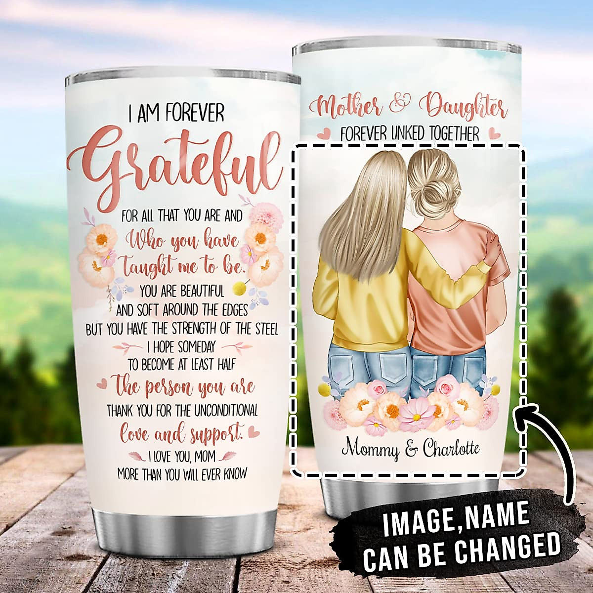 wowcugi Mom Tumbler Personalized Gift For Mom From Daughter Mother Daughter Tumblers 20oz 30oz Coffee Travel Mug with Lid Birthday Mothers Day Christmas Presents For Moms Mommy