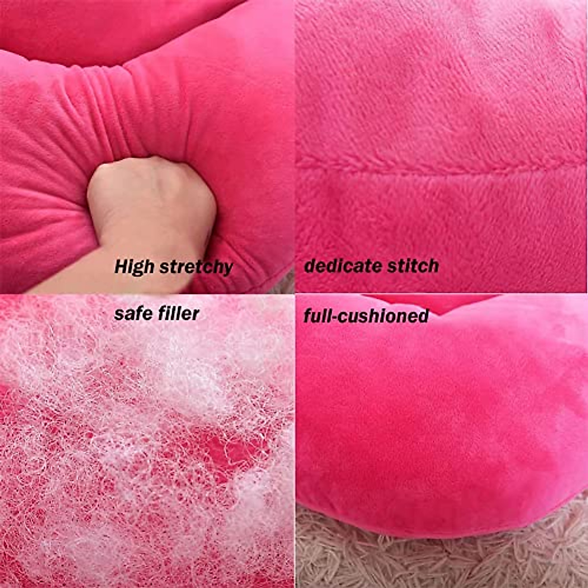 unlockgift Red Velvet Lip Shaped Pillow Hot Pink Pillows Love Cushion Funky Throw Pillow Bed Living Room Decorative Pillows (hot Pink Lip, 50 cm)