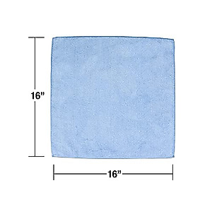 Detailer's Preference Premium Cleaning Microfiber Towels, 350 GSM, 16 x 16 Inches, Blue, 12-Pack