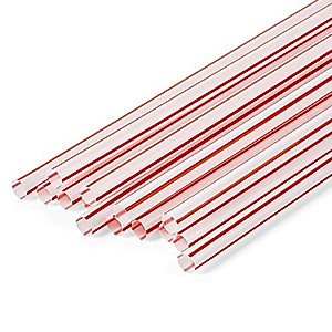 DuraHome Striped Plastic Straws Individually Wrapped White and Red 1000 Pack - 8 inch Drinking Straw, BPA Free Restaurant Style Disposable Straight Straws 0.24" Wide, Bulk Set