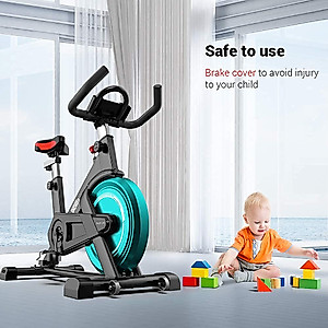 ONETWOFIT Indoor Exercise Bike with Monitor,Adjustable Seat & Handlebars Cycling Bike for Home Cardio Workout OT198