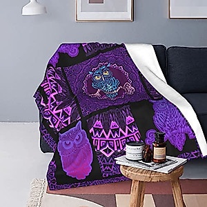 Owl Throw Cute Cartoon Animal Blanket Ultra Soft Warm Cozy Lightweight Microfiber Blankets Flannel Sherpa Fuzzy Plush Throws for Sofa Couch Bedding All Season 60"x50"