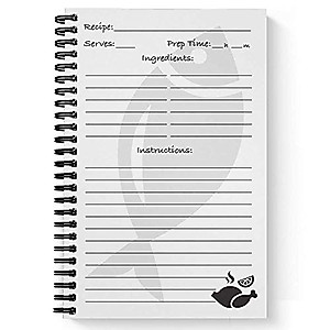 Gotcha Covered Notebooks Softcover Recipes With Love 5.5" x 8.5" Spiral Recipe Notebook/Journal, 120 Recipe Pages, Durable Gloss Laminated Cover, Black Wire-o Spiral. Made in the USA