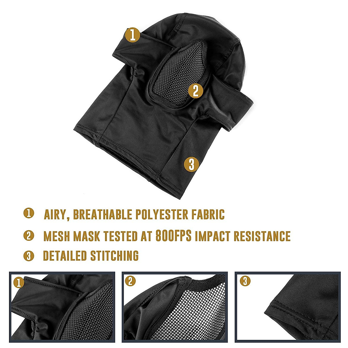 OneTigris Balaclava Mesh Mask, Ninja Tactical Mask with Full Face Protection for Outdoor (Olive)