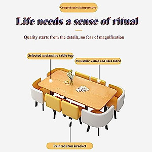 RUANLOV 7-Piece Contemporary Style Kitchen Table Set,Dining Table Set for 6, Kitchen Table and Chairs for 6, Oval Dining Room Table Set for Small Space, Apartment (E 90x150cm)