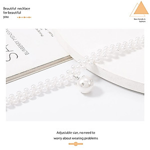 Jeairts Pearl Choker Necklace Silver Crystal Short Necklaces Row Pearl Pendant Necklace Jewelry for Women and Girls