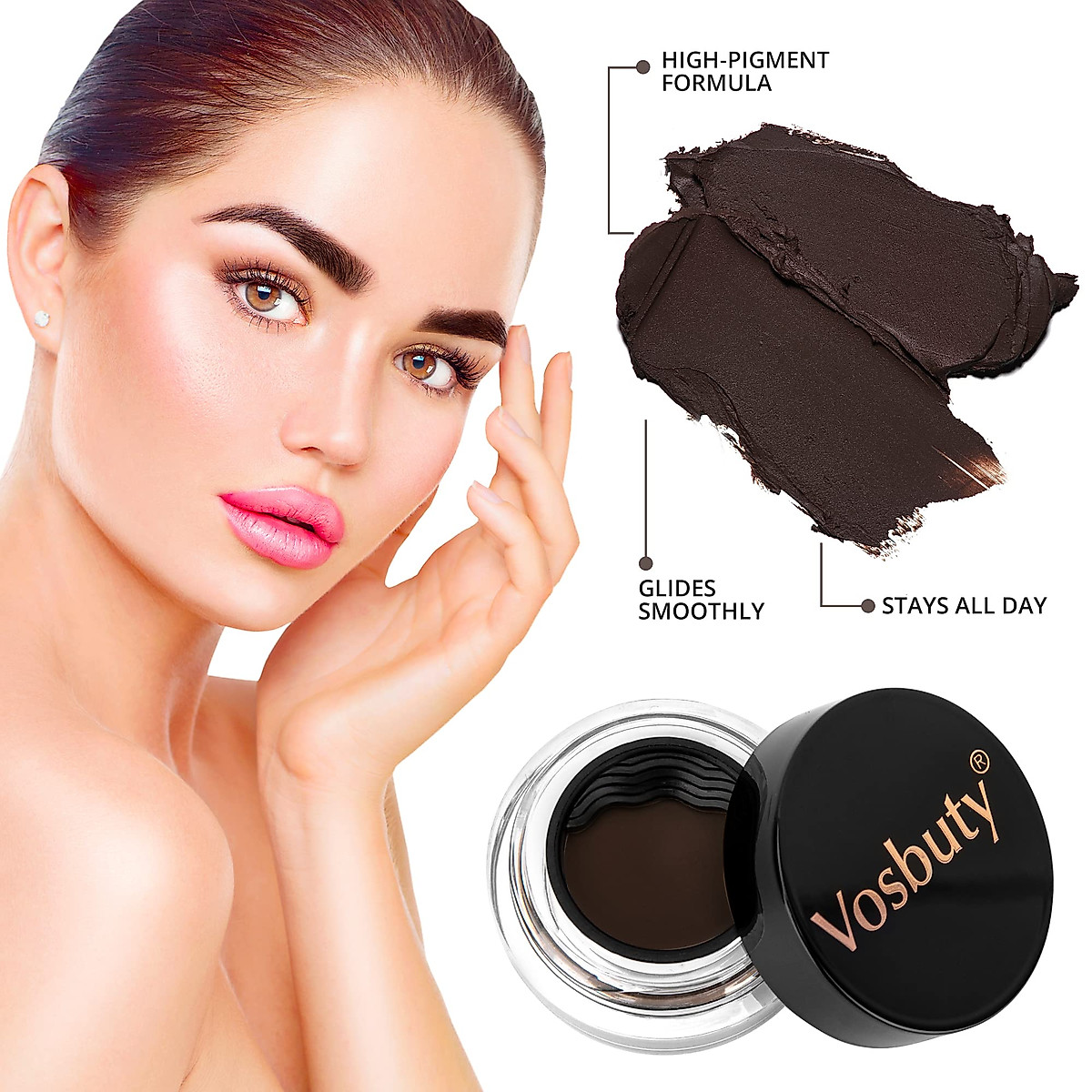 Eyebrow Stamp Stencil kit, Eyebrow Stamp for Perfect Brows, Brow Stamp Kit With 12 Classic Eyebrow Stencils, Eye Brow Stamping Kit, Long-Lasting Waterproof Smudge-Proof (Dark Brown)