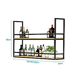 NERDOH Ceiling Shelf Wine Rack for Wrought Iron Solid Wood,Hanging Wine Rack Ceiling Storage Rack & Shelves,for Bars/Restaurants/Kitchens,1 Piece/3 Sizes