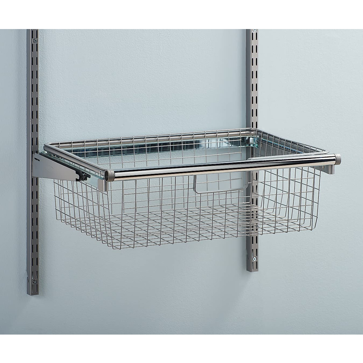 Rubbermaid Configurations Sliding Basket for Closet Drawer Organization, Sturdy Slide Out Basket, Titanium