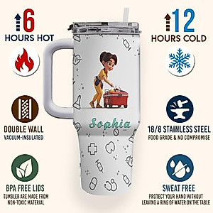 Personalized Nurse Tumbler 40oz -disaster response-Custom Name Insulated Travel Mug with Handle & Straw, Gift for Nurses, Medical Workers, Appreciation, Mother's Day wLOVcg