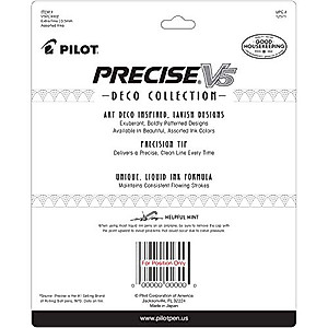 PILOT Precise V5 Stick Liquid Ink Rolling Ball Stick Pens, Extra Fine Point (0.5mm) Assorted Ink Colors, 9-Pack (12571)
