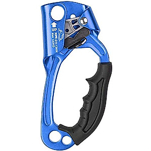 SZCQ SRT Climbing Equipment Hand Ascender Light Alloy Mountaineering Rock Ergonomic Rappelling Gear Handled Right asender Arborist Tree Climber Rigging (Blue,Right Hand)