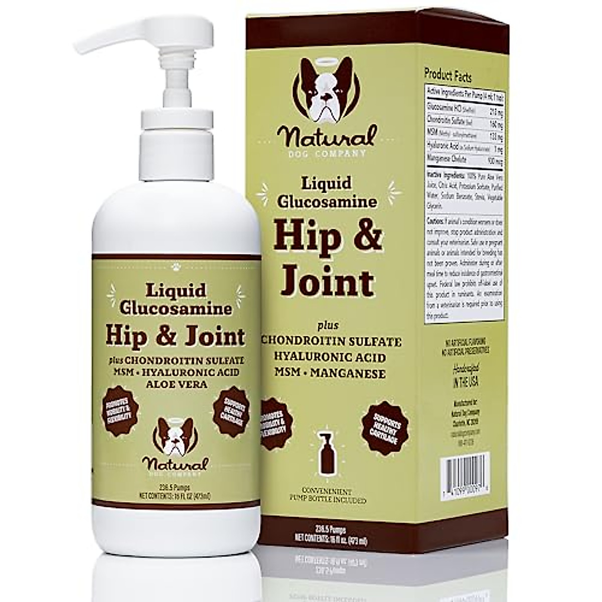 Natural Dog Company Liquid Glucosamine Hip & Joint Oil for Dogs (16 oz) Extra Strength Cartilage and Joint Support , Helps Mobility and Eases Occasional Stiffness, Dog Supplement for All Breeds and Ages, Senior Dog Supplements, Dog Vitamins and Supplement