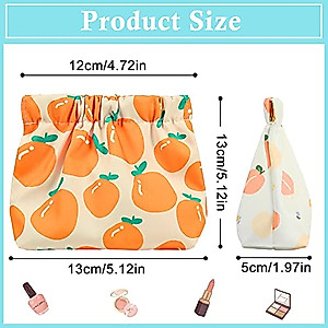 JOINDO Mini Makeup Bag, 2PCS Pocket Cosmetic Bag, Waterproof Printed Floral Makeup Pouch, Small Makeup Bag for Purse Travel Makeup Organizer Bag for Lipstick Headphones Jewelry (Orange&Apricot)