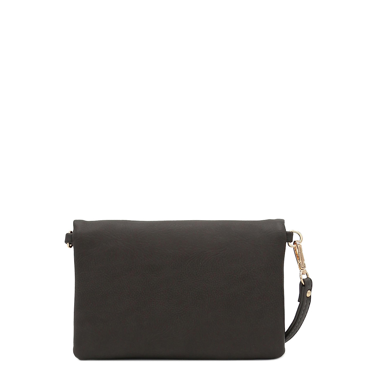 FashionPuzzle Envelope Wristlet Clutch Crossbody Bag with Chain Strap (Charcoal Grey) One Size