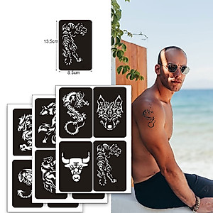 Henna Tattoos Stencils 10 Sheet Large Size Temporary Tattoo Templates Henna Stencil Reusable Body Tattoo Stencils for Men Boys Adult Teens