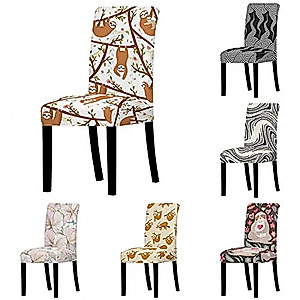 Flower Animal Dining Chair Cover Elastic Chair Cover Office Restaurant Home Restaurant Anti-Dirty Removable Chair Cover CD4 4PCS
