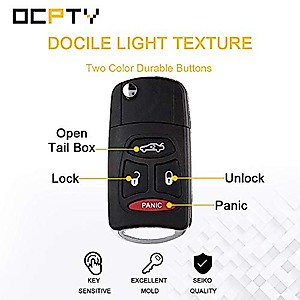 OCPTY Key Fob Shell Case 4 Buttons for Dodge for Jeep For for Chrysler KOBDT04A (Pack of 2)