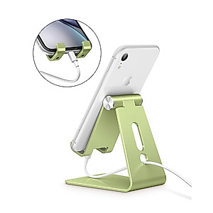 OMOTON Adjustable Cell Phone Stand, C2 Aluminum Desktop Phone Holder Dock Compatible with iPhone 15 14 13 Xs XR 8 Plus 7 6, Samsung Galaxy, Google Pixel, Android Phones