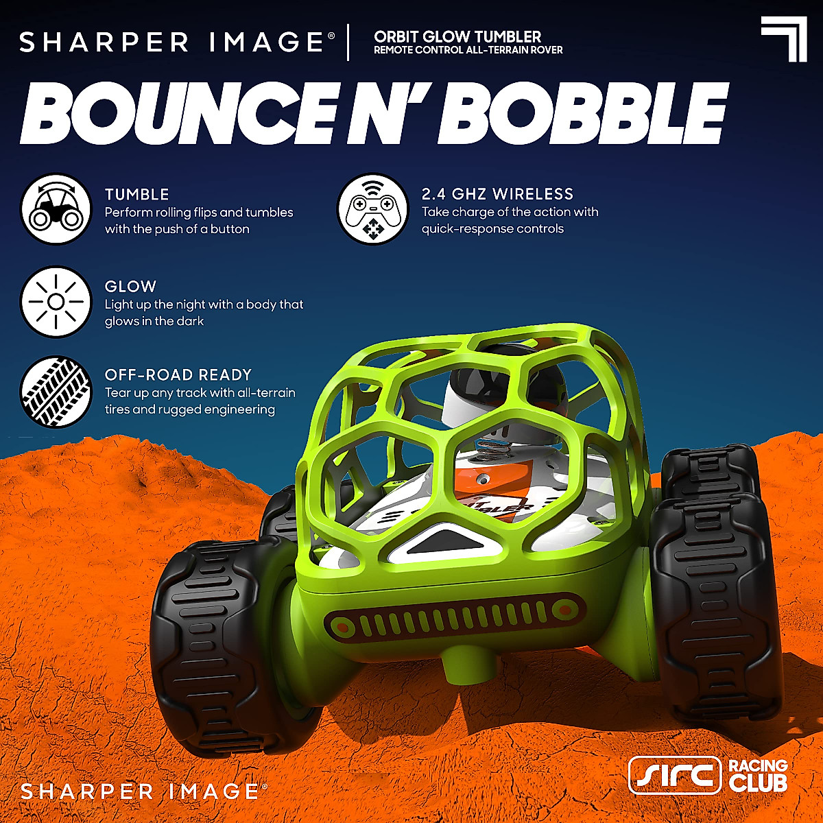 Sharper Image Orbit Tumbler, 2.4 GHz Glow-in-The-Dark All-Terrain Rover