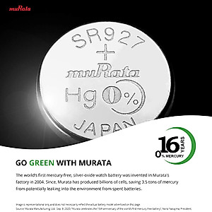 Murata 341 Battery SR714SW 1.55V Silver Oxide Watch Button Cell (5 Batteries)