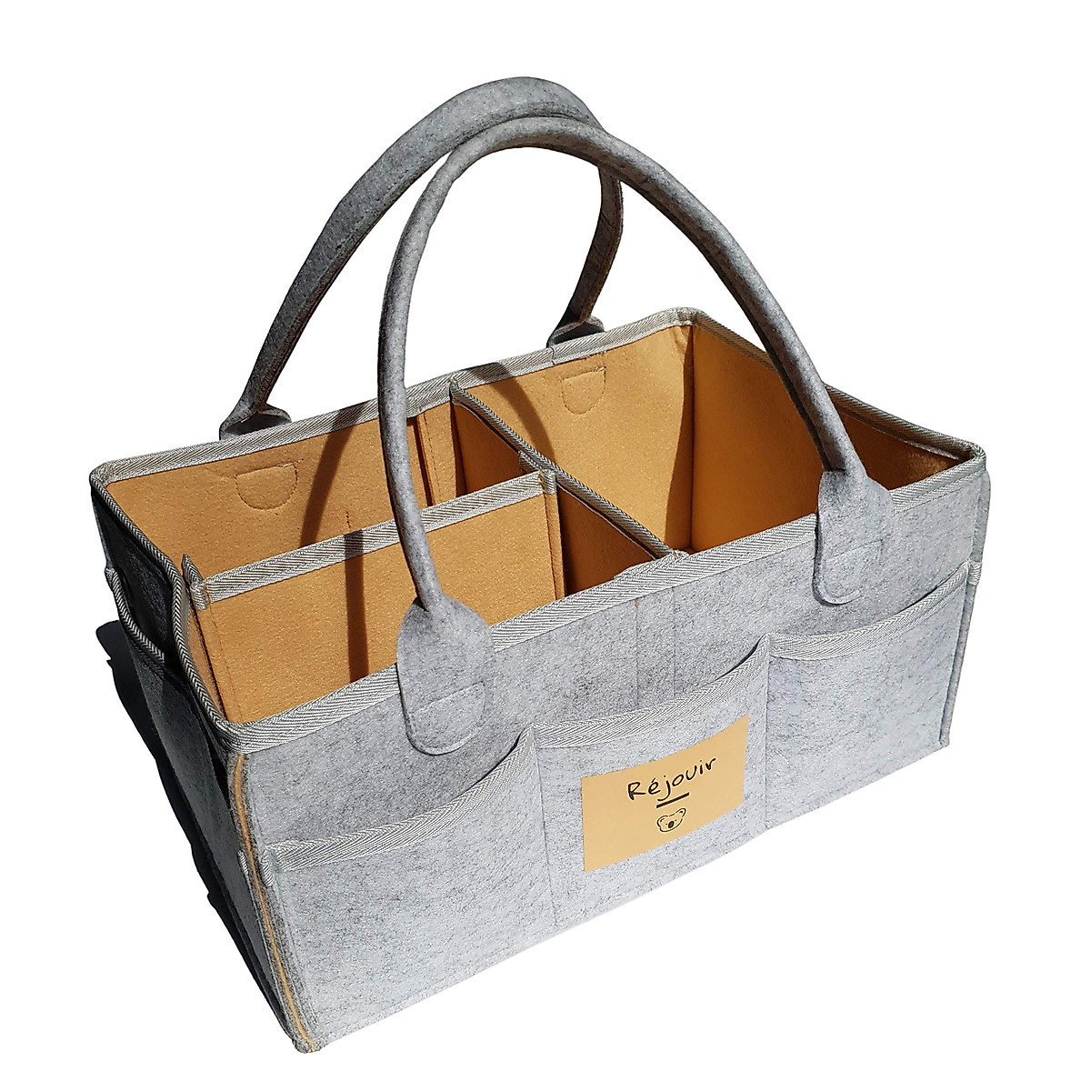 Baby Diaper Caddy Organizer: Large Organizer Tote Bag for Girl - Portable Car Travel Organizer, Nursery Essentials Storage Bins for Changing Table (Mustard Yellow)